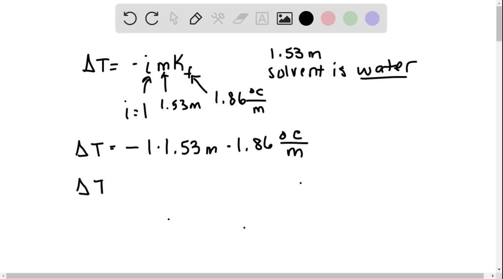 SOLVED: Calculate the freezing point of 1.53 m aqueous ethylene glycol ...
