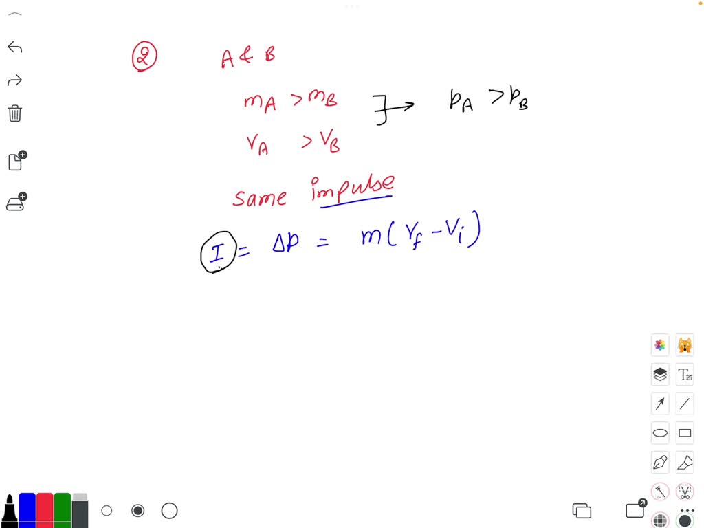 SOLVED: Two particles A and B have mass mA and mB(mA>mB), respectively. The velocities of them ...