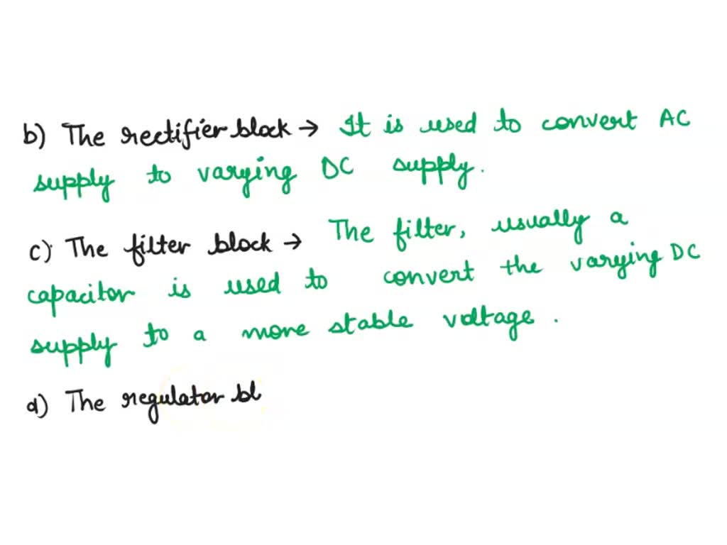 SOLVED: (a) Draw the block diagram of a DC power supply. Show the ...