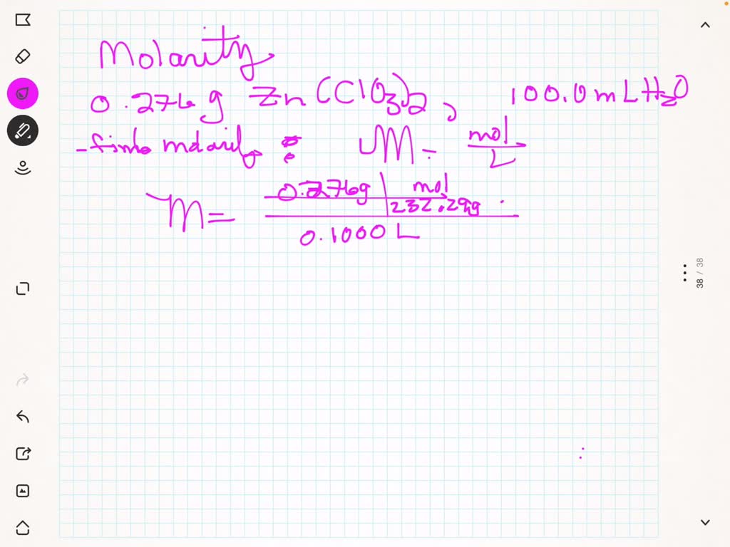 SOLVED: (a) 0.276 g zinc chlorate (Zn(ClO3)2) is dissolved in water to ...