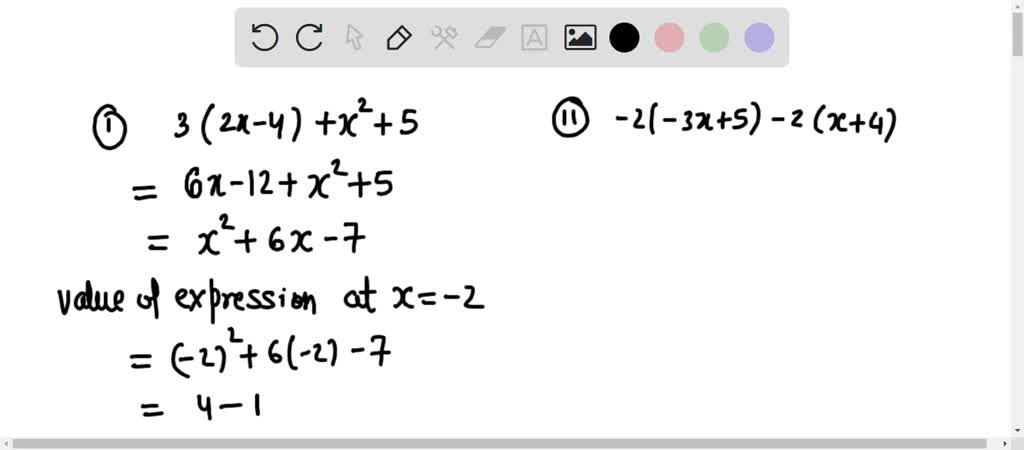 SOLVED: Q7) Simplify the following expressions and then find the ...