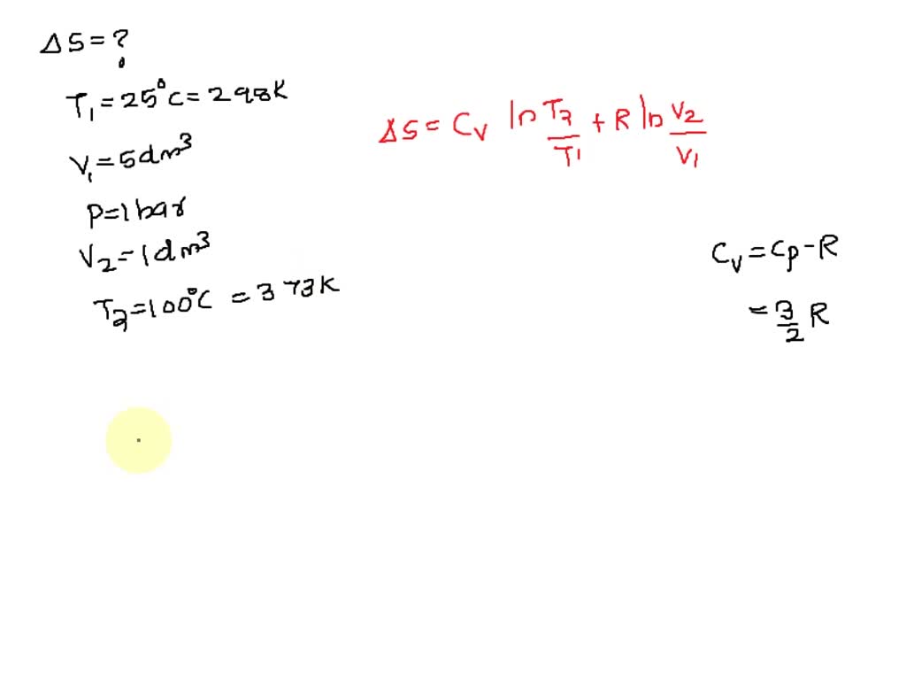 SOLVED: Calculate the entropy change when argon at 25"C, and 1.0 bar in a container of volume 5. ...