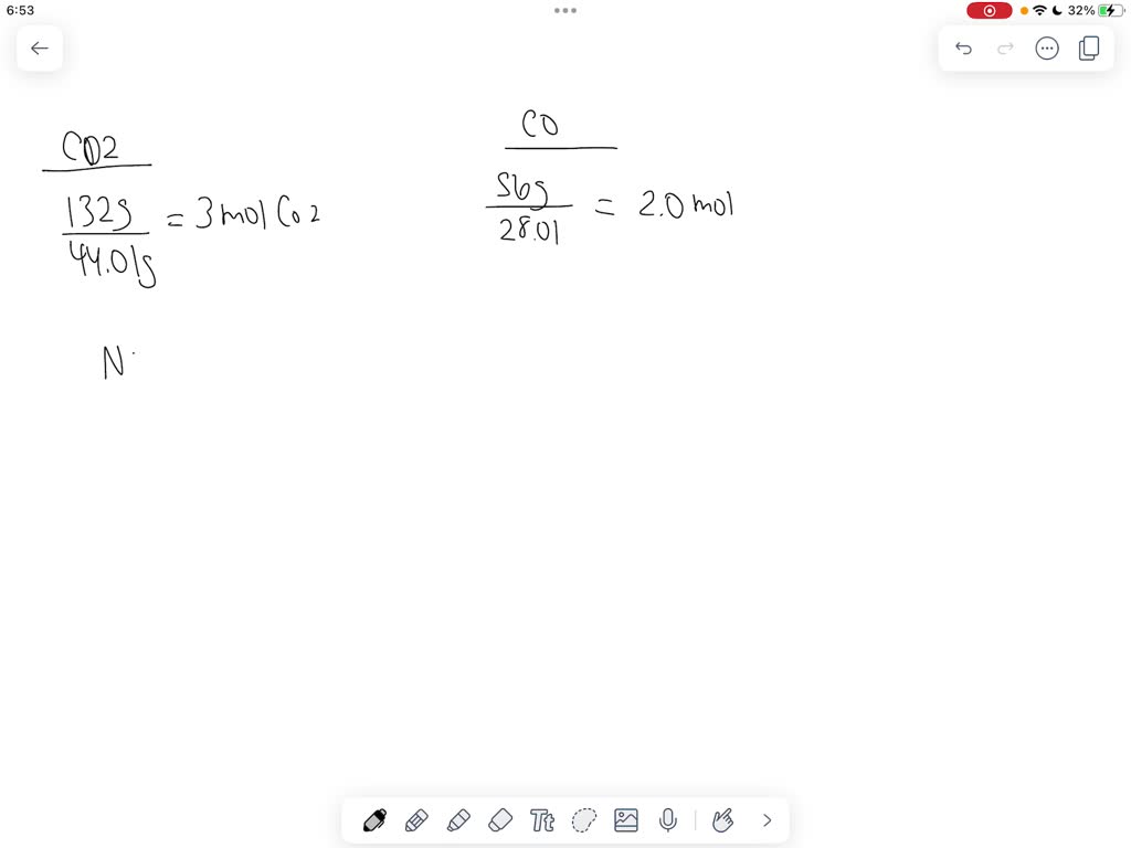 SOLVED: A gas mixture contains 132.0 g of carbon dioxide, CO2 (MW = 44.01 g/mol), and 56.0 g of ...