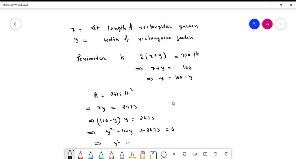 SOLVED: A farmer has a rectangular garden plot surrounded by 180 ft of ...