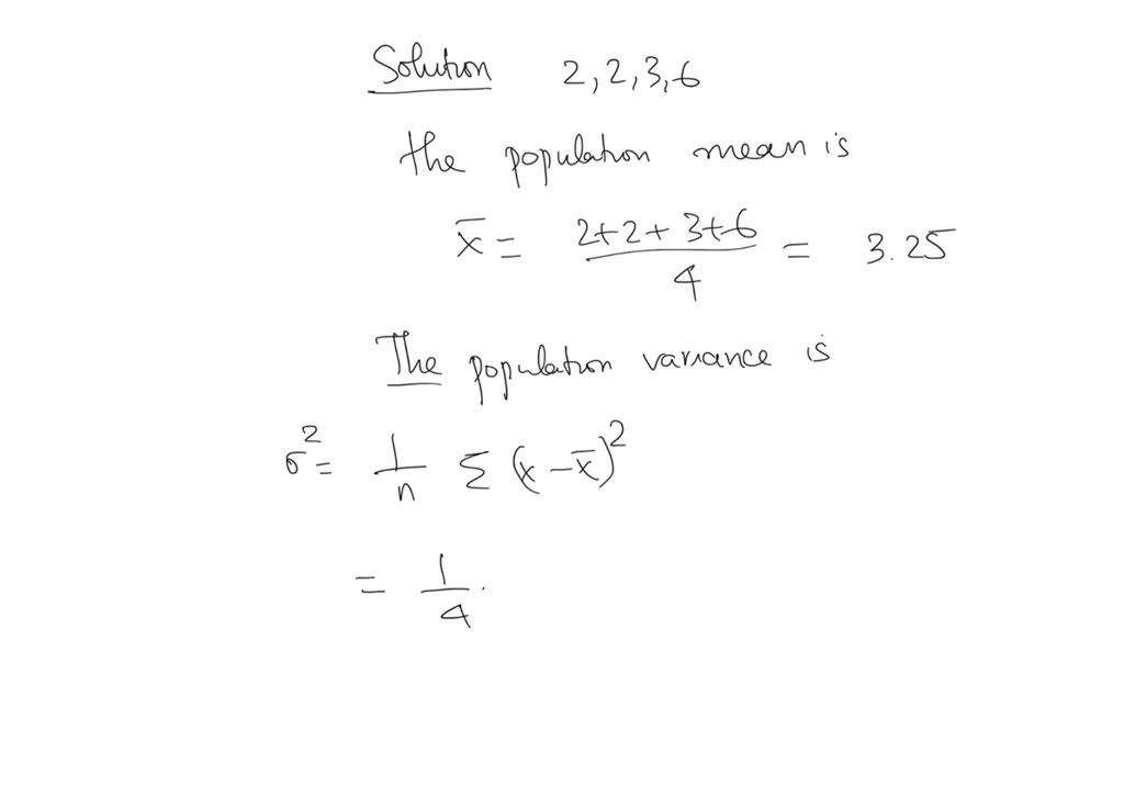 SOLVED: Calculate the population standard deviation given the following ...