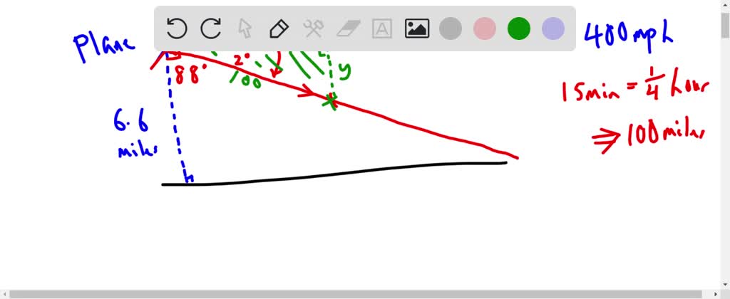 An airplane traveling 400 mph at a cruising altitude of 6.6 mi begins ...