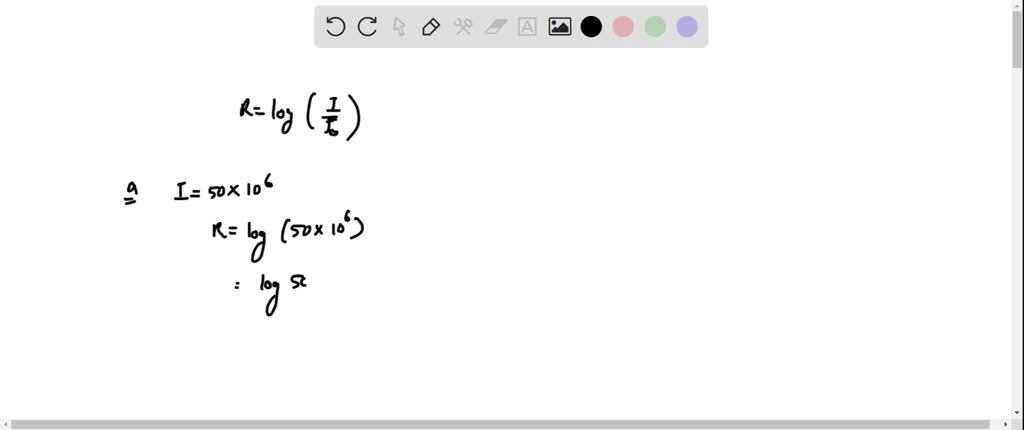 SOLVED: The Richter scale for measuring the magnitude of earthquakes is given by the formula R ...