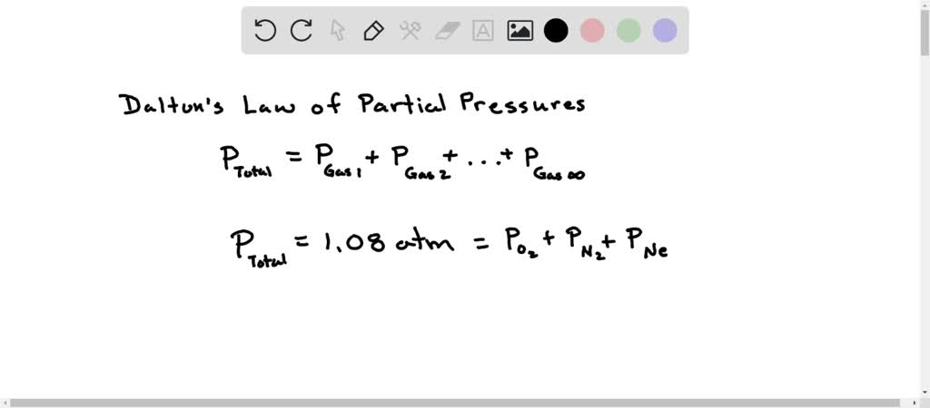 SOLVED: A gas mixture containing oxygen, nitrogen, and neon exerts a total pressure of 1.08 atm ...