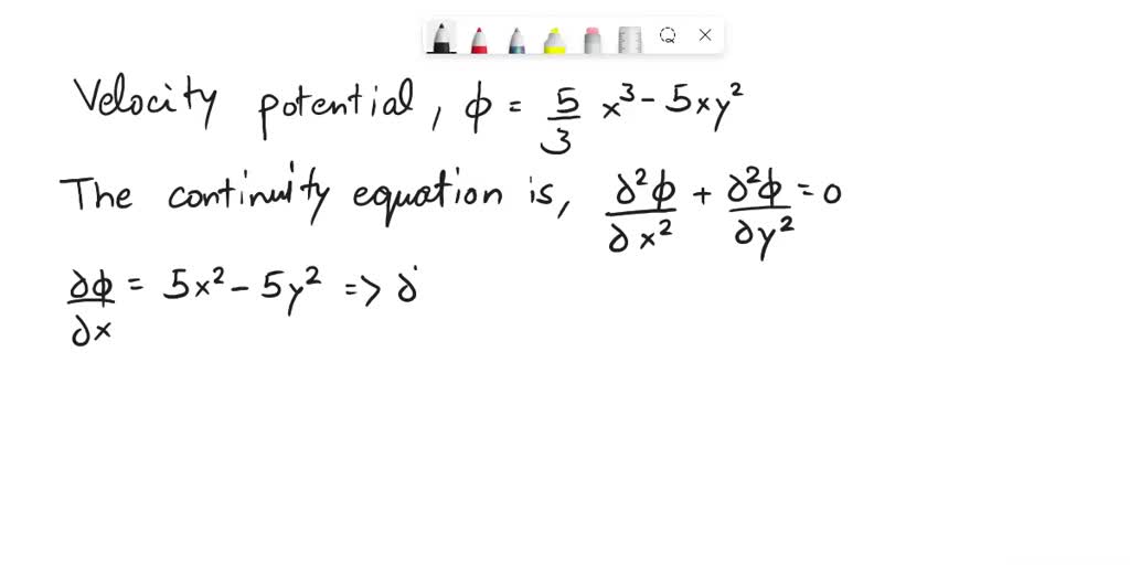 SOLVED: The velocity potential for a given two-dimensional flow field ...