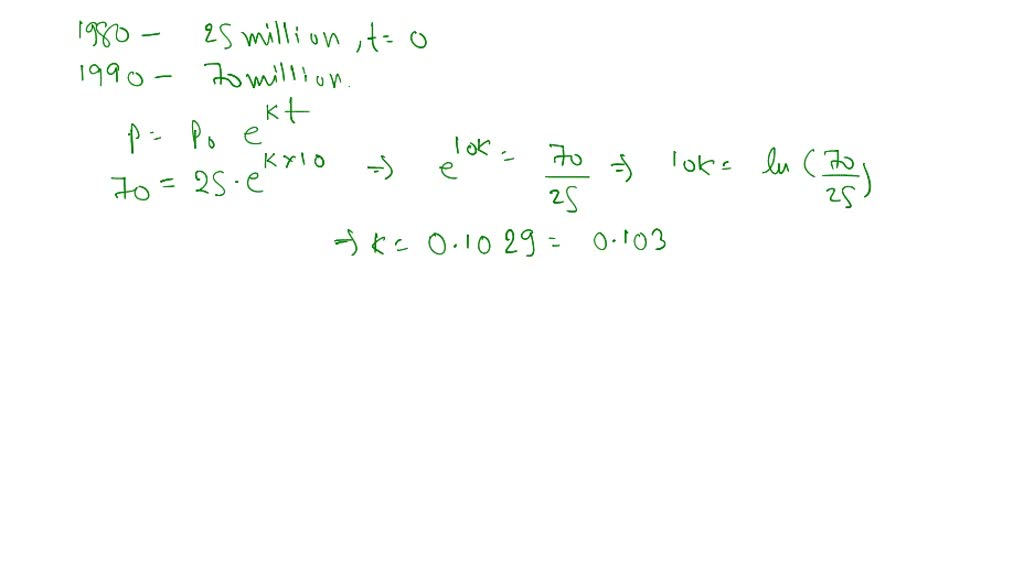 point) The population of a region is growing exponentially: There were ...