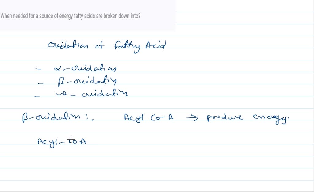 SOLVED: When fats are broken down as energy sources, the fatty acids are converted to and enter