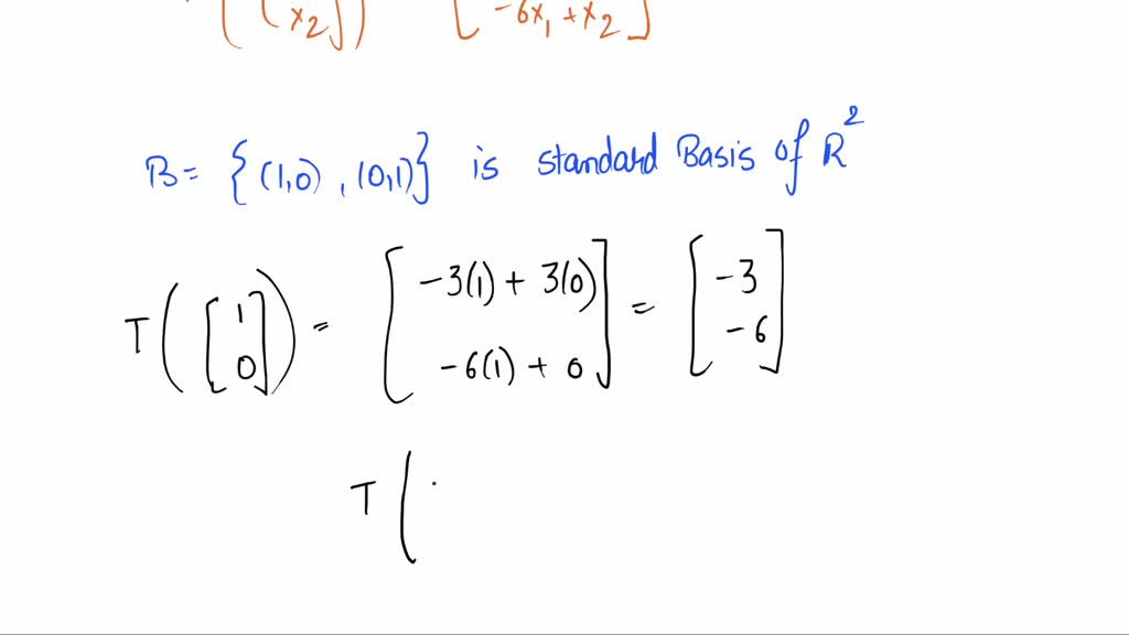 SOLVED: 'Consider the linear map T : R2 > R3 given by T1 | T2 Where and the liner map 5 R? R2 ...