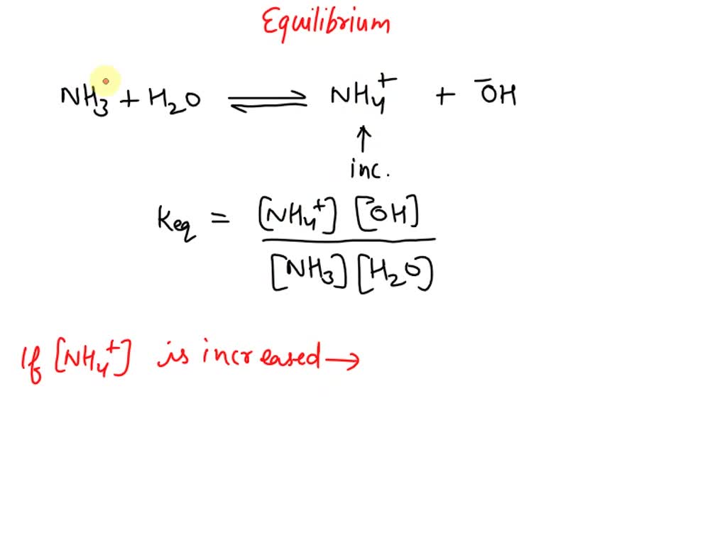 SOLVED: Consider the following equilibrium: NH3(aq) + H2O(l) â‡Œ NH4 ...