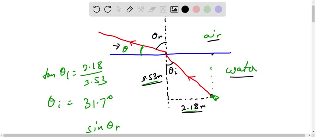 SOLVED: A flashlight on the bottom of a 3.53 m deep swimming pool sends ...