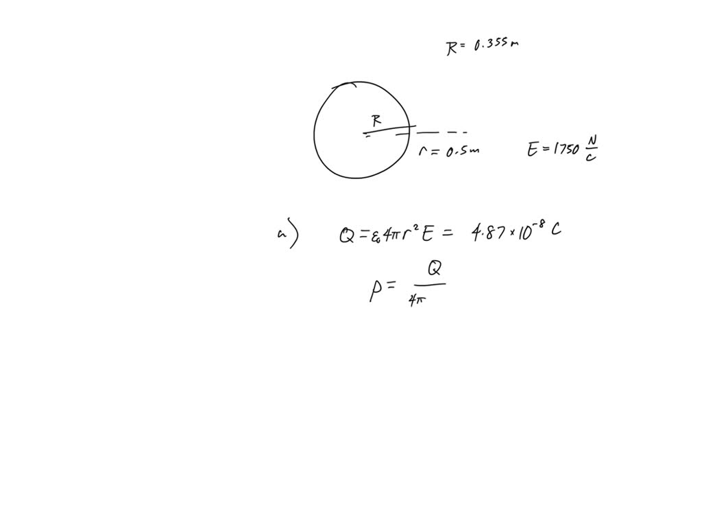 SOLVED: The electric field at a distance of 0.145 m from the surface of ...