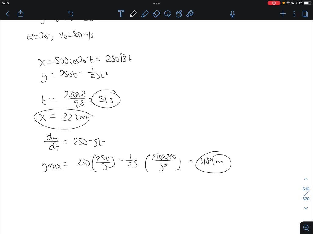 SOLVED: 58. If a projectile is fired from the origin with an initial velocity of v0 meters per ...