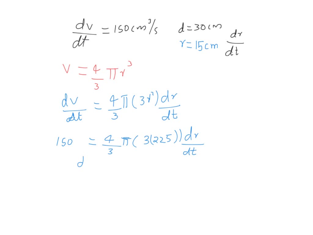SOLVED: EXANPLE Air iS being pumped into spherical balloon so that its ...
