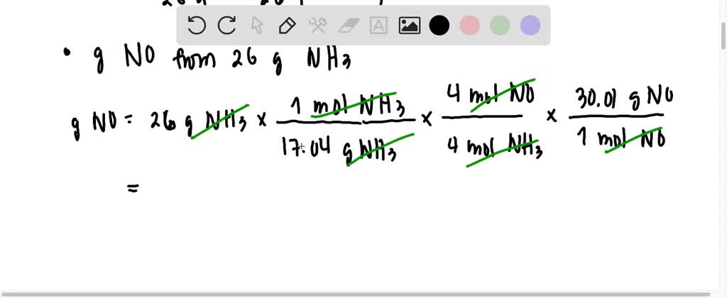 SOLVED: Consider the balanced chemical equation: 4NH3 + 5O2 -> 4NO + 6H2O How many grams of ...
