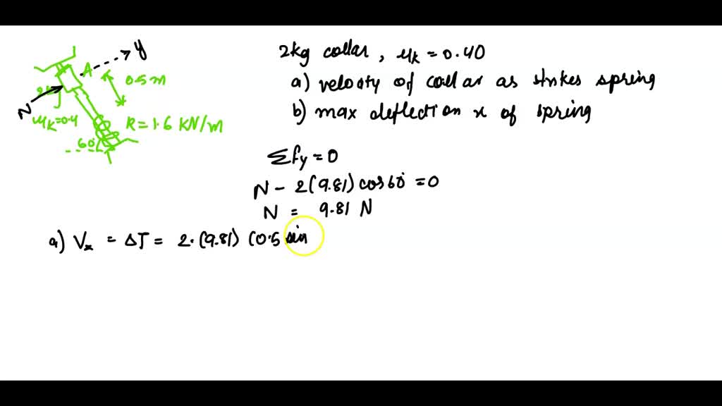 SOLVED: The 2 -kg collar is released from rest at A and slides down the ...