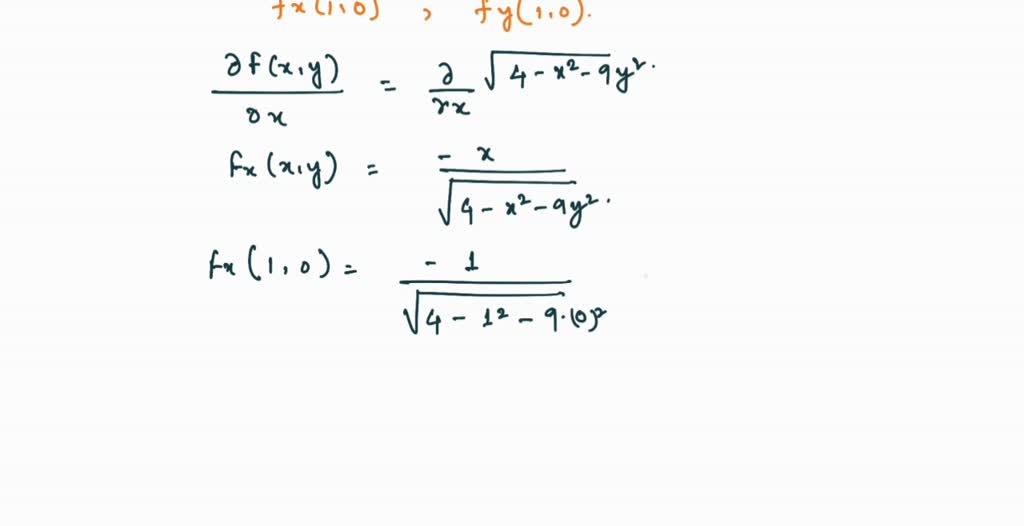 SOLVED: Find fx(1, 0) and fy(1, 0) and interpret these numbers as ... SOLVED: Find fx(1, 0) and fy(1, 0) and interpret these numbers as ...