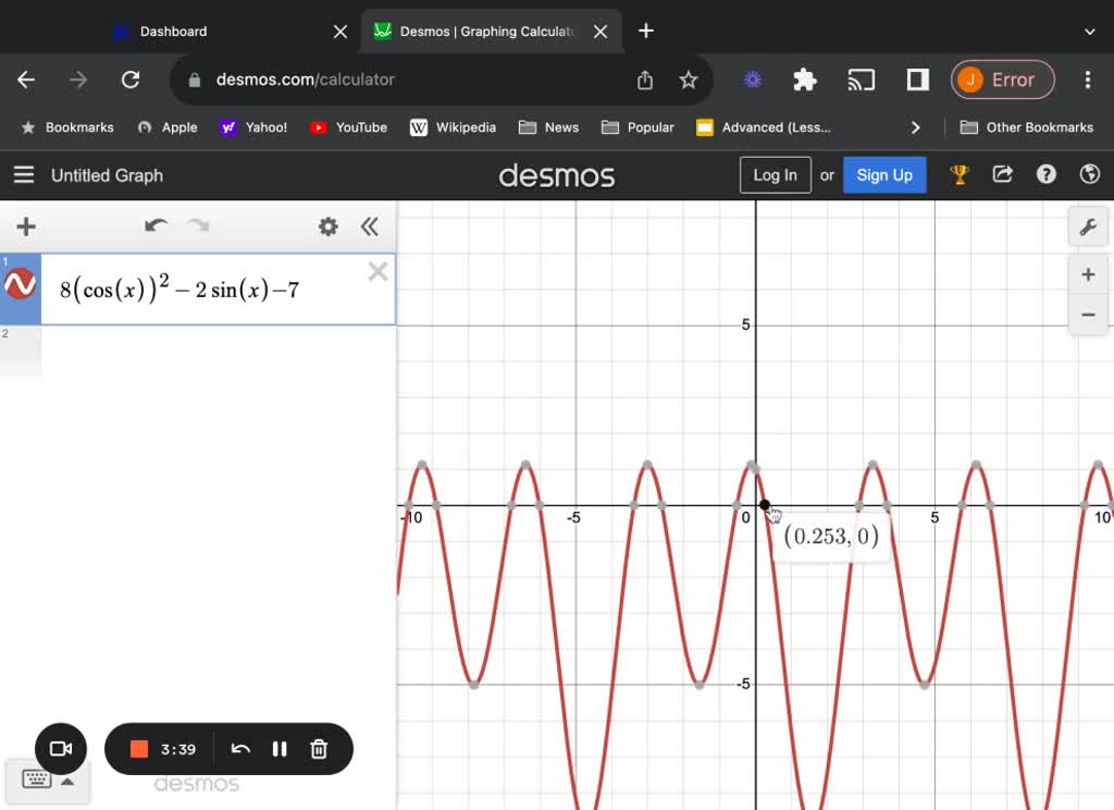 SOLVED: A graphing calculator is recommended Use a graph to find a ...