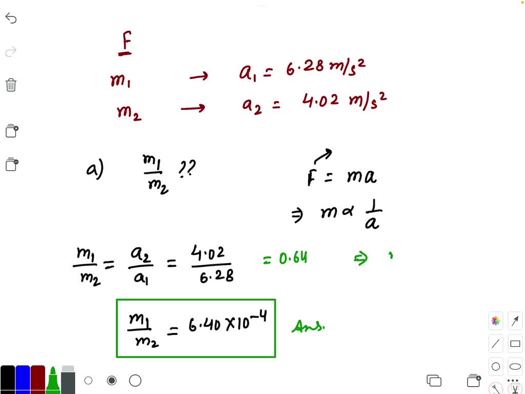 Solved A Force F Applied To An Object Of Mass M1 Produces An