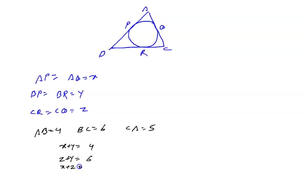 Solved Triangle Abc Is Shown With An Inscribed Circle Of Radius 4 Units Centered At Point D