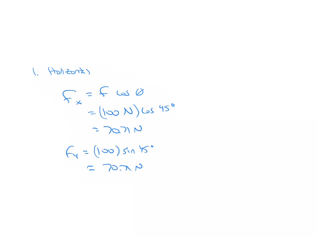 SOLVED: reslove the following forces; a 100n force at 45 degrees from ...
