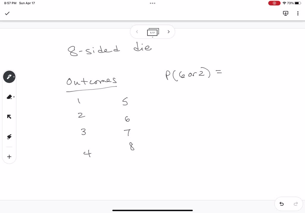 SOLVED: A single fair eight-sided die is rolled. Find the probability ...