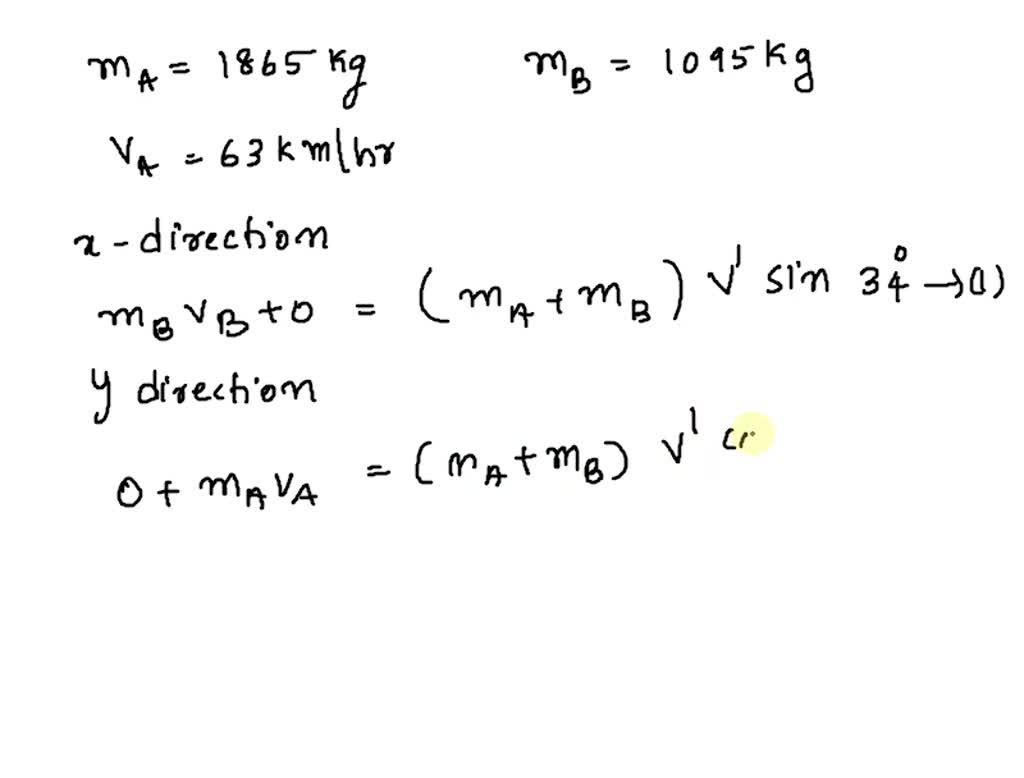 Solved Chapter 3 Practice Problem 3103 The Two Cars Collide At Right Angles In The