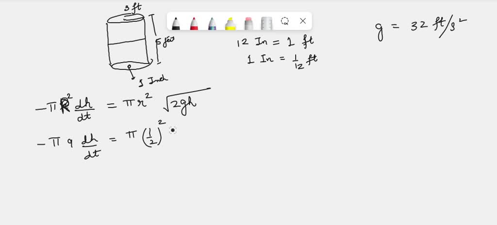 SOLVED: A cylindrical tank with a length of 5 ft and a radius of 3 ft ...