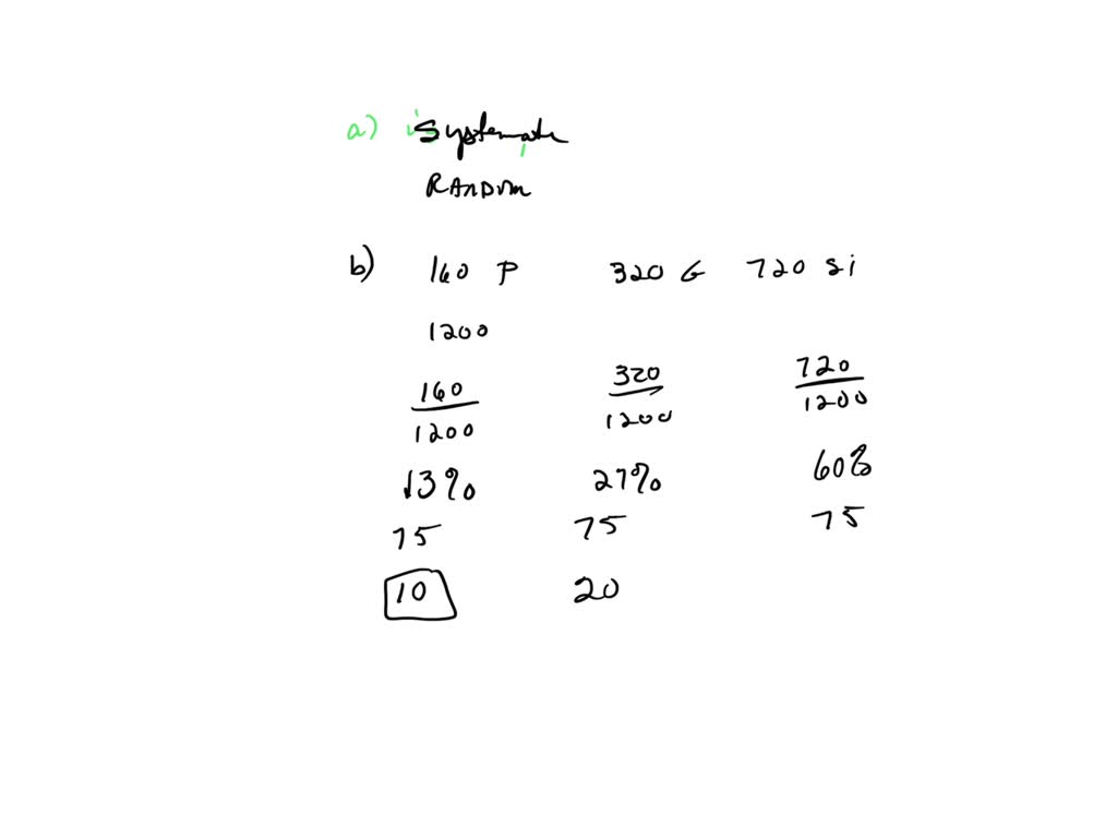 SOLVED: (a) State which sampling method (simple random sampling ... SOLVED: (a) State which sampling method (simple random sampling ...