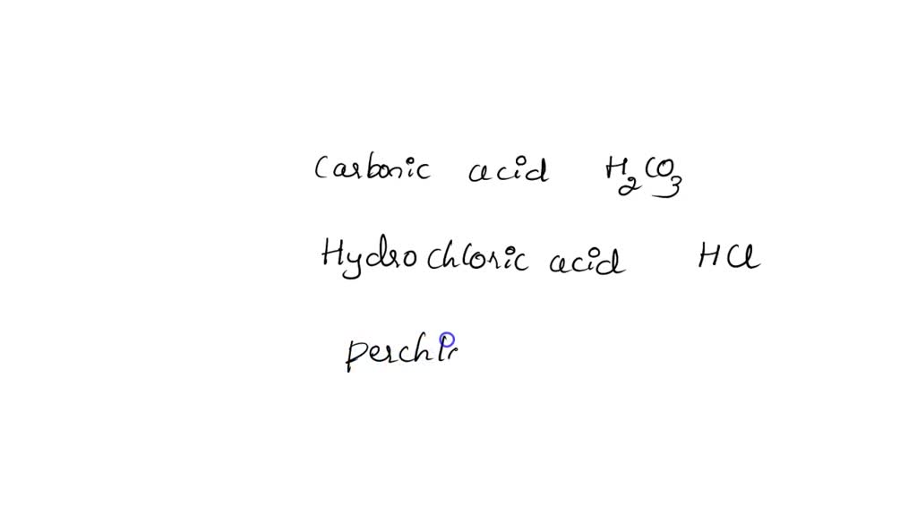 SOLVED: Write the chemical formula of each of the acids listed in the table below: chemical ...