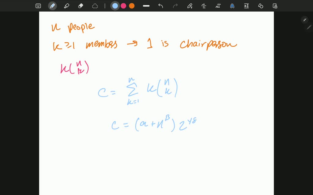 SOLVED: Exercise: Counting committees 0.0/2.0 points (graded) We start with a pool of n people ...