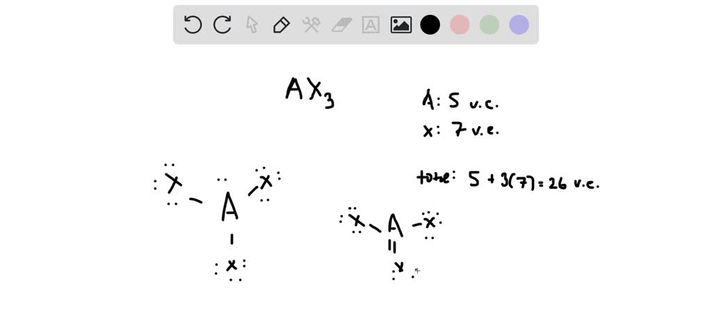 SOLVED: Draw the Lewis structure for the molecule, AX3, where A has 5 ...