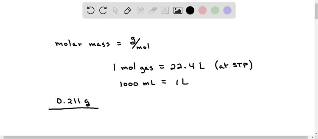SOLVED: 0.211 g of a gas occupies 204.5 mL at STP. What is its ...
