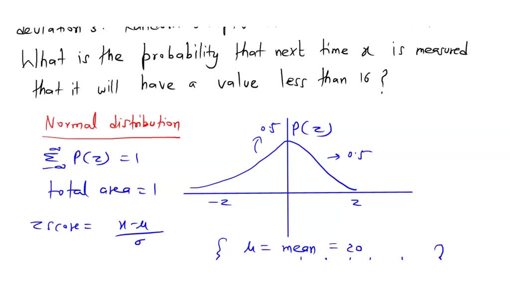 SOLVED: Suppose that x has a normal distribution with a mean of 20 and ...
