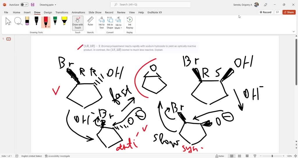 SOLVED: (1 R, 2 R)-2 -Bromocyclopentanol reacts rapidly with sodium ...