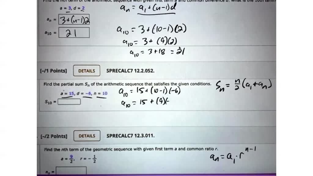 Solved Find The Nth Term Of The Arithmetic Sequence Wlth Given First