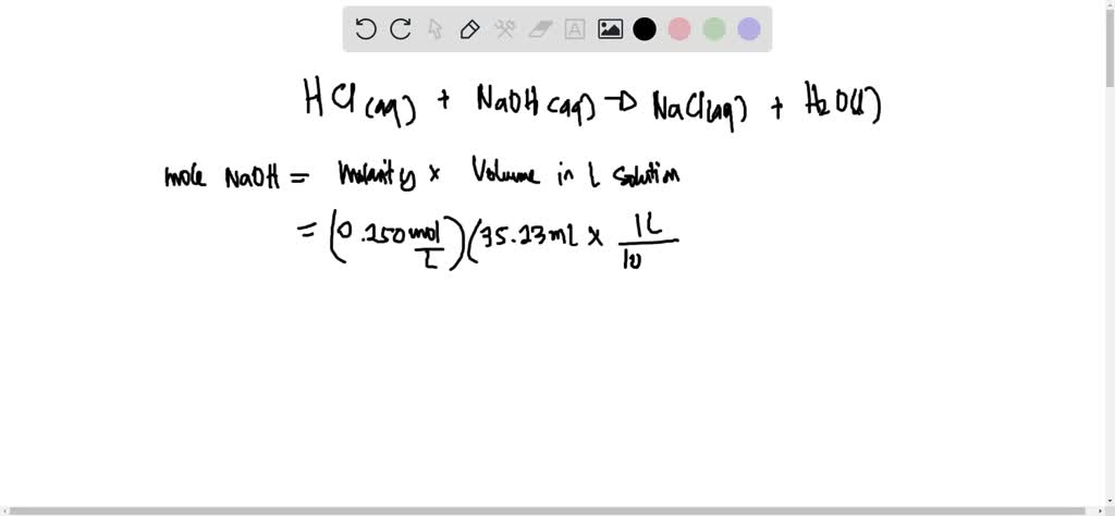 SOLVED: The end point in a titration of a 50.00-mL sample of aqueous HCl was reached by addition ...