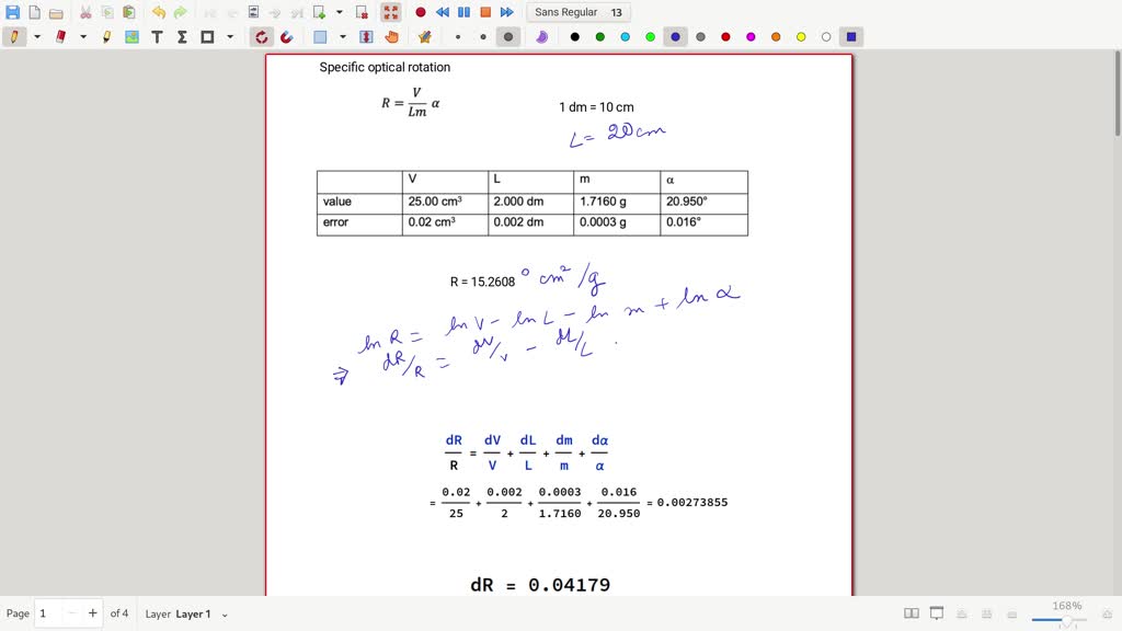 SOLVED: 3) The formula for calculating the specific optical rotation, R ...