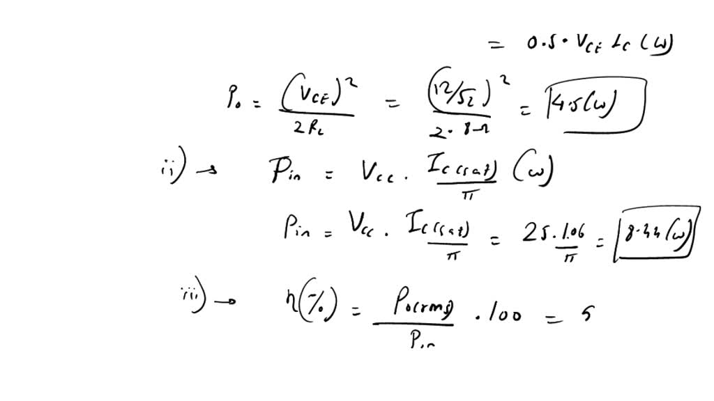 SOLVED: 5. For a class B amplifier providing a 22-V peak signal to an 8-Î© load and a power ...