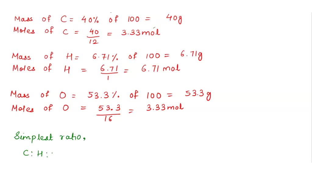 SOLVED: Analysis of a carbohydrate showed that it consisted of 40.0% C ...