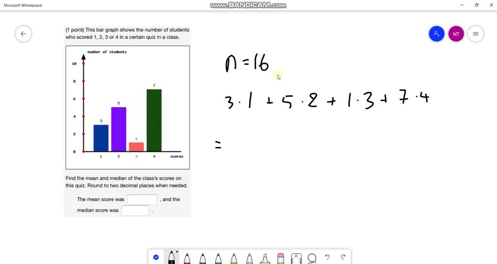 SOLVED: point) This bar graph shows the number of students who scored 1 ...