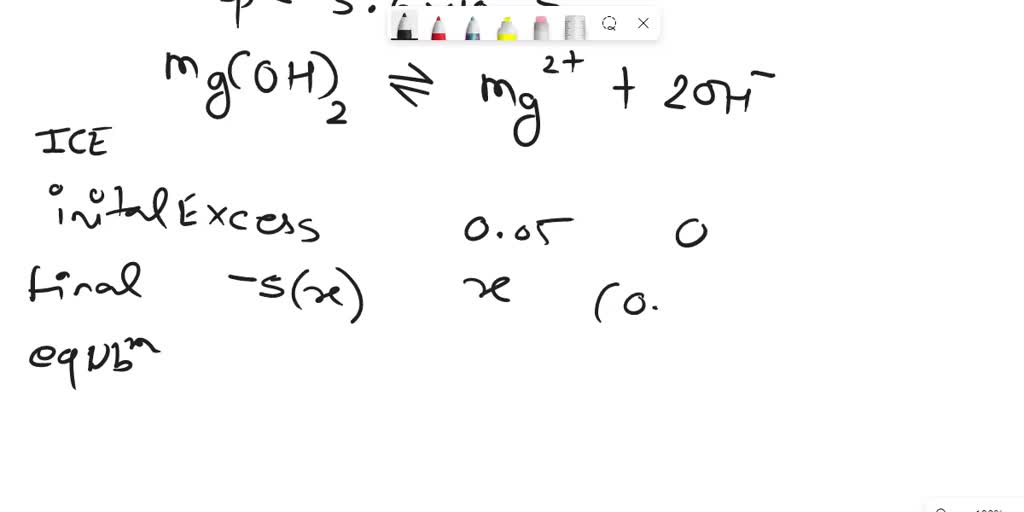 SOLVED: Calculate the molar solubility of Mg(OH)2 in a solution of 0. ...