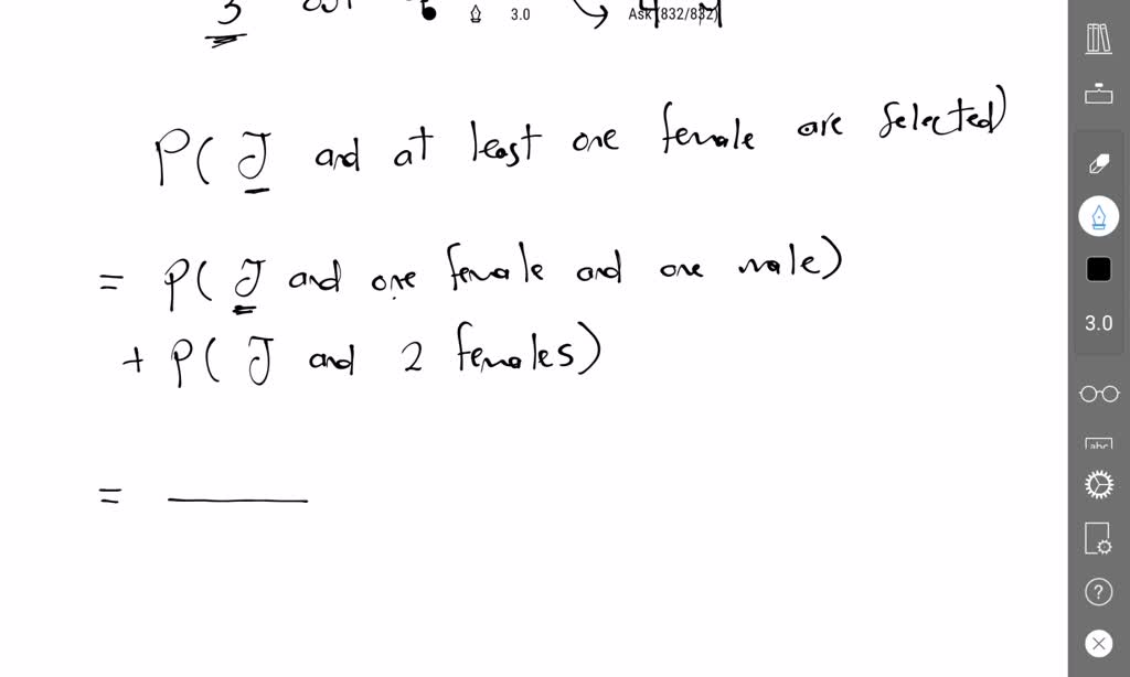 SOLVED: A committee of 3 is to be chosen from 13, 9 females and 4 males ...