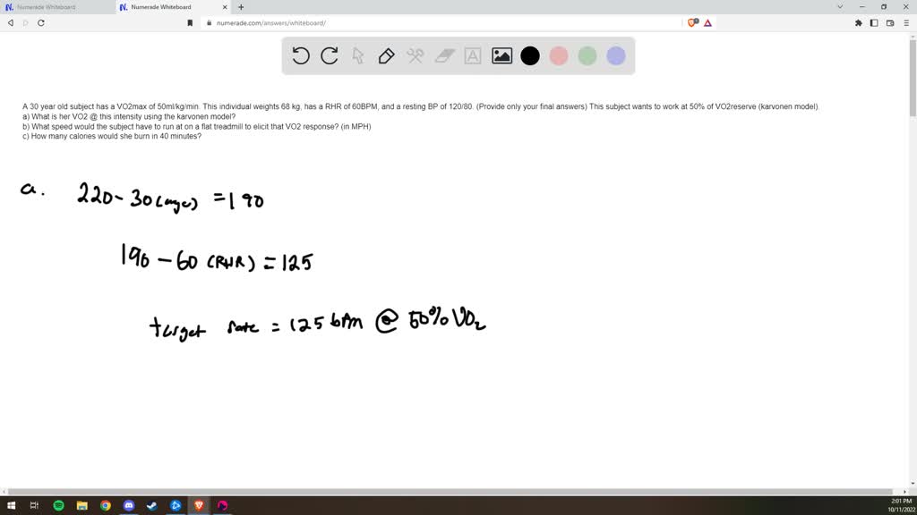 SOLVED: What is the functional capacity in METs and Vo2 (mL/kg/min) of ...