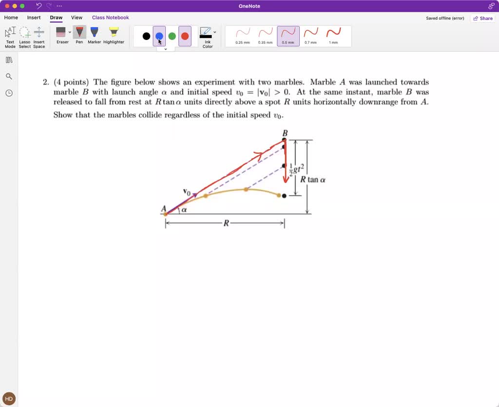 SOLVED: The figure below shows an experiment with two marbles: Marble A ...