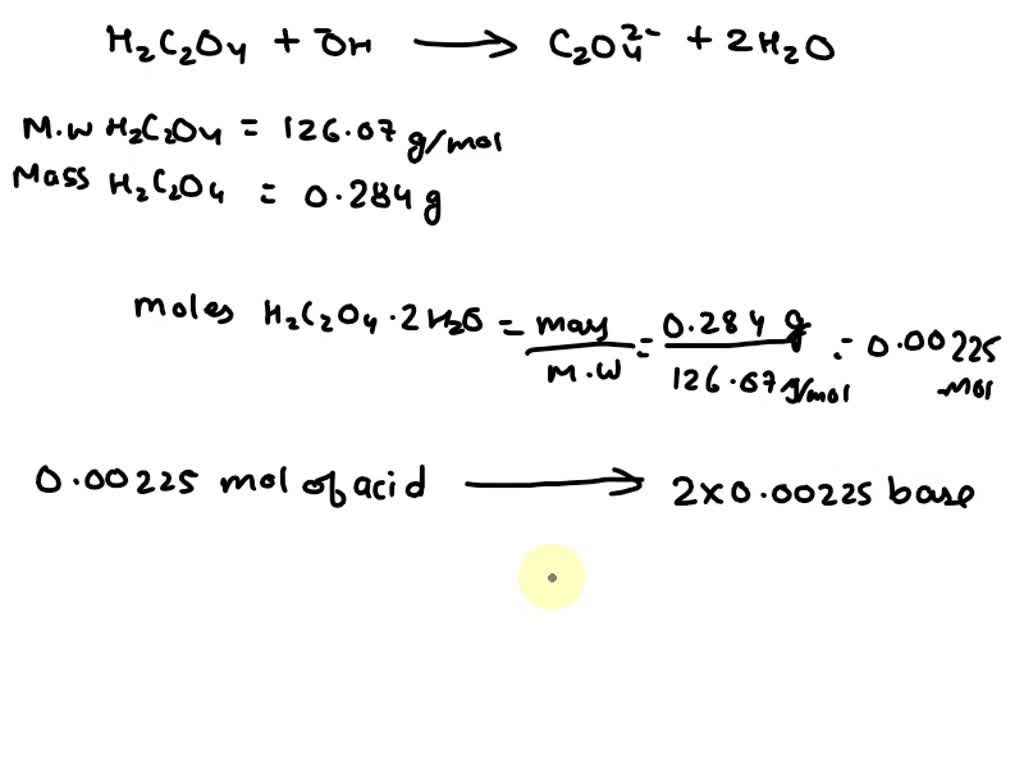 SOLVED: QUESTIONS: Oxalic acid dihydrate (H2C2O4Â·2H2O, molar mass 126. ...