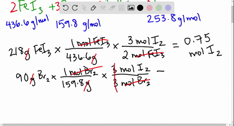 Bromine liquid reacts with solid iodine to form solid iodine...